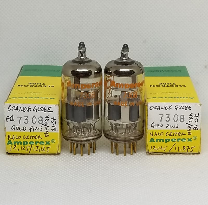 RARE Amperex Orange Globe 7308 PQ Matched Pair (9.5%) NOS | Reverb