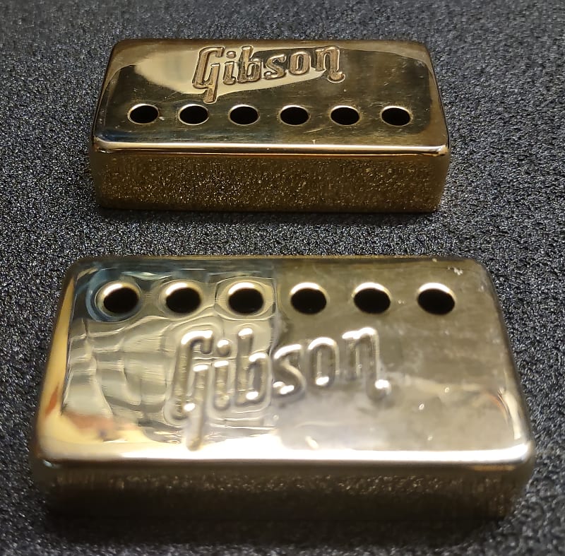 Gibson Gold embossed pickup covers NOS 70's | Reverb