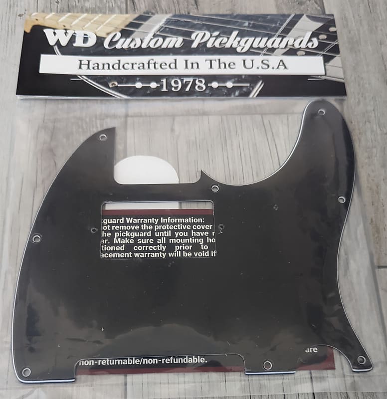 Telecaster Pickguard Humbucker Neck Route 3-ply Black WD | Reverb
