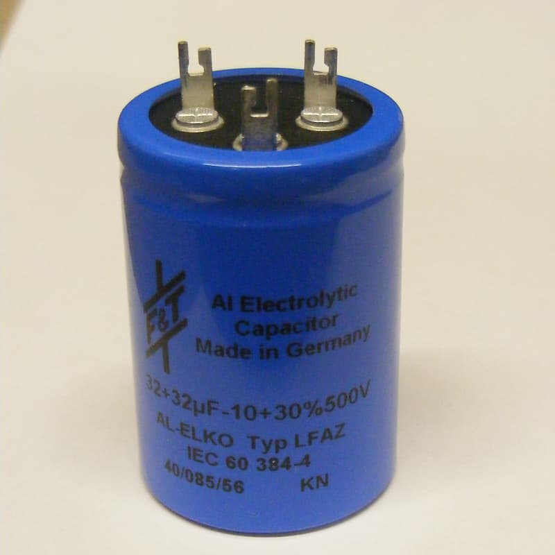 32 uF + 32 uF 500V F&T Dual Can Capacitor Cap For Valve Amp | Reverb