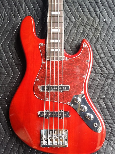 Custom Build 5 String Jazz Bass Tribute - Transparent Red | Reverb