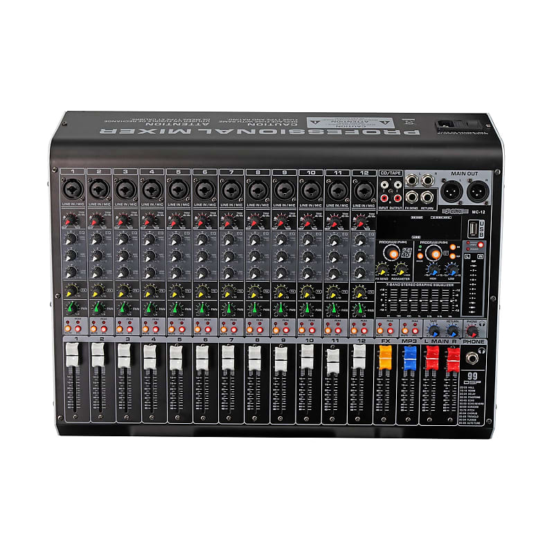 5 Core Audio Mixer 12 Channel DJ Equipment with Bluetooth USB | Reverb