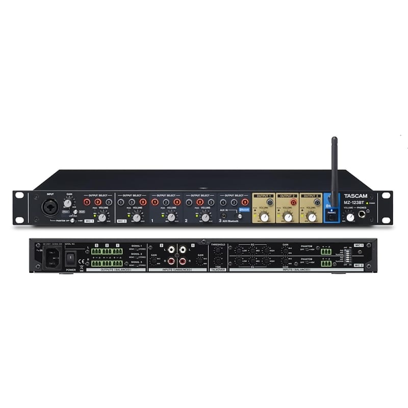 TASCAM MZ-123BT 3-Channel Rackmount Mixer with Bluetooth | Reverb