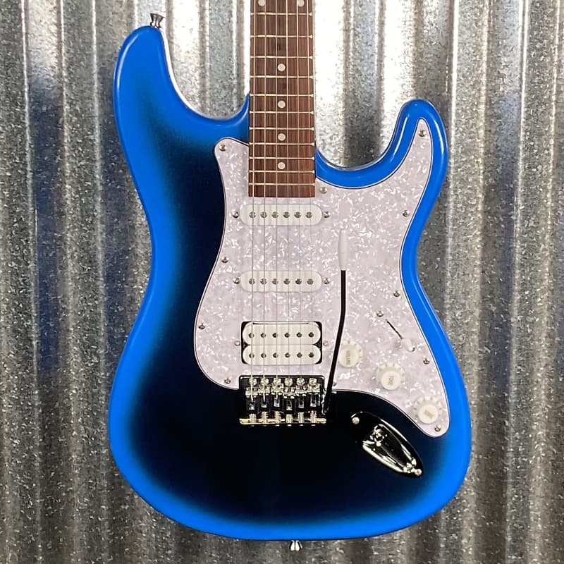 Musily MST-1 Strat Style HSS Guitar Metal Blueburst & Bag | Reverb