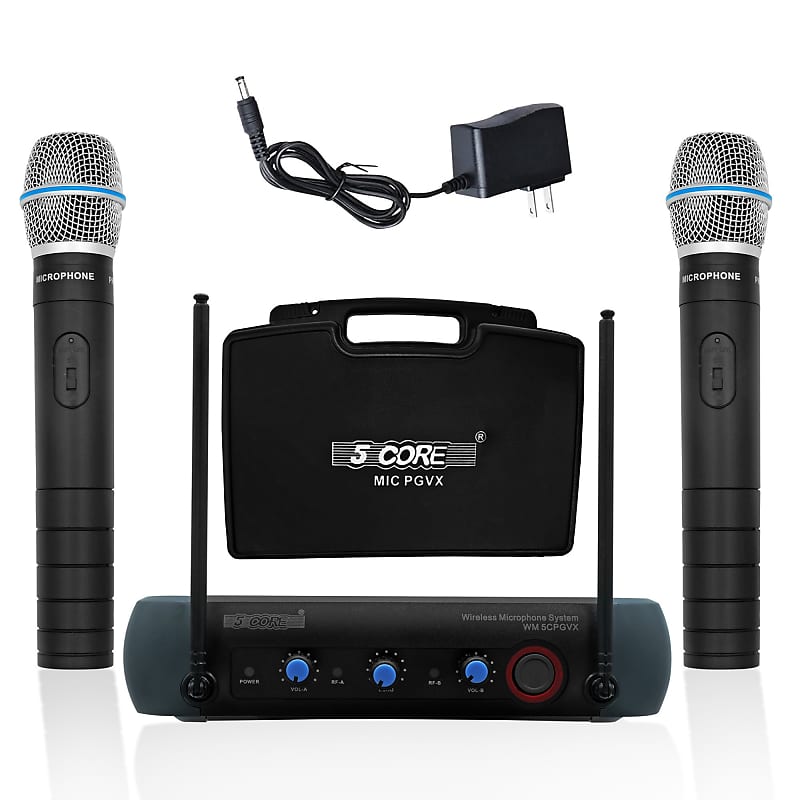 5 Core Professional Wireless Microphone System Dual with Case | Reverb