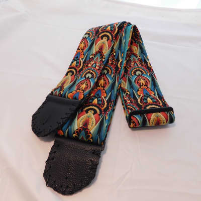 Coolstraps Custom Handmade Guitar Straps Aqua Copper Art Deco | Reverb