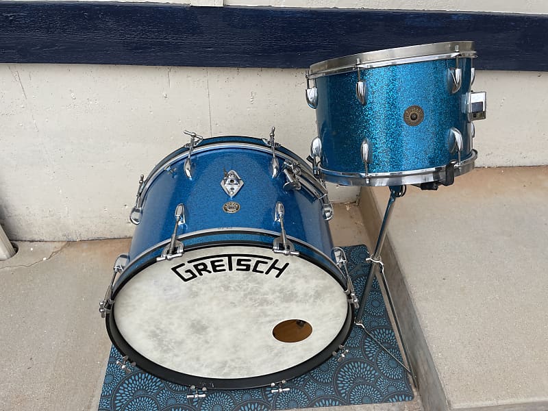 Gretsch 14 x 22" 3- Ply Kick Drum Early 1950's Blue Glass | Reverb