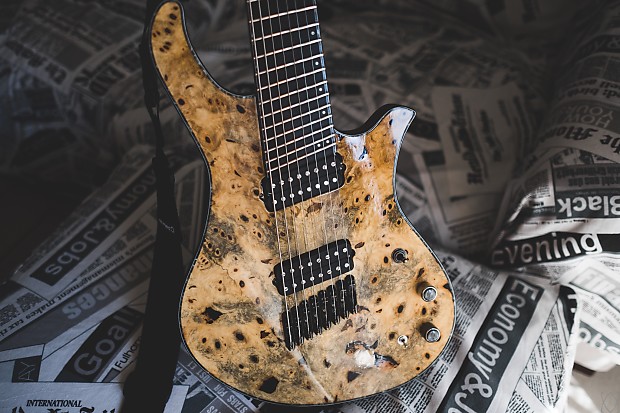 Overload Custom Guitar Rea 8 strings fanned 2016 Buckeye Burl | Reverb