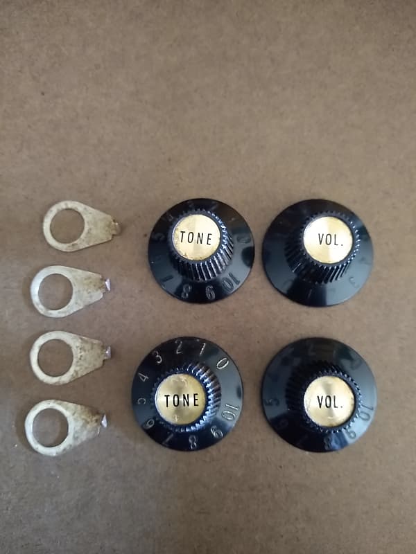 Vintage Gibson Witch Hat knobs, gold inserts w/ pointers 1966 | Reverb