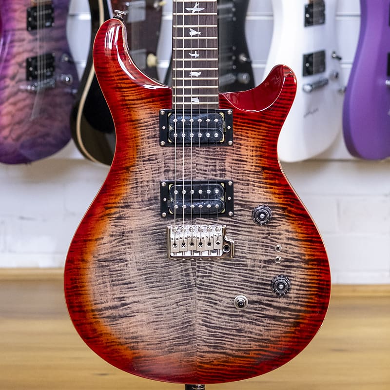 PRS SE Custom 24-08 Electric Guitar (Charcoal Cherry Burst) | Reverb