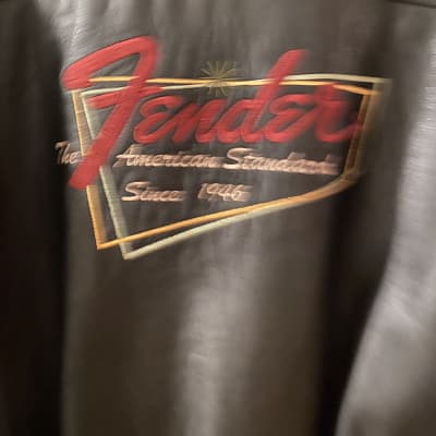 Fender Leather Jacket extra large XL Black dealer's swag | Reverb
