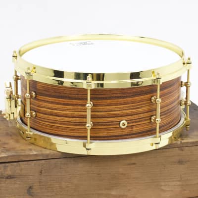 TreeHouse Custom Drums 5½x13 Solid Zebrawood Snare Drum | Reverb