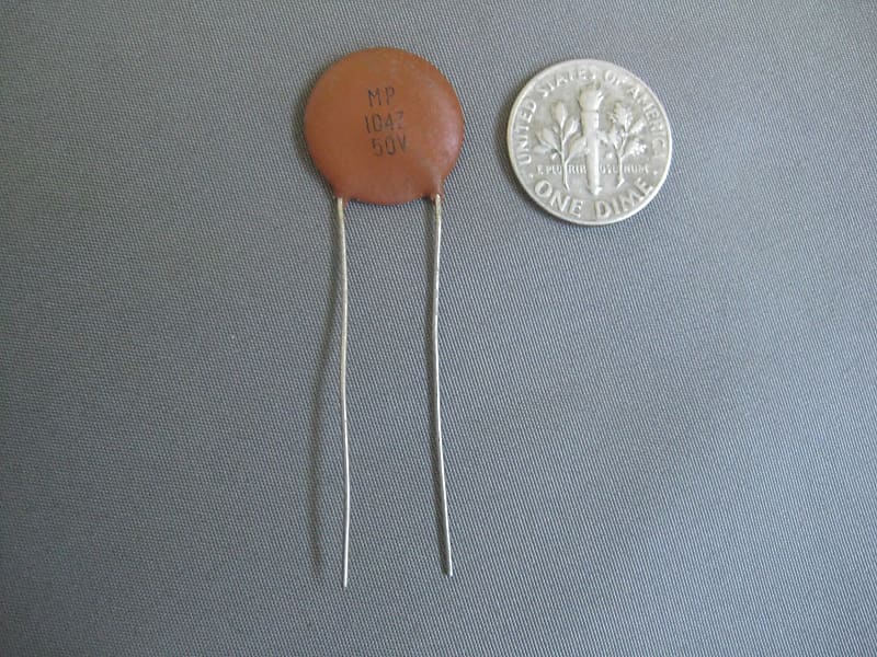 MP 104Z .1 uF 50V Ceramic Disc Tone Capacitor Dime Size 1960s | Reverb