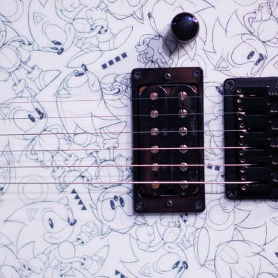 ESP Sonic the hedgehog guitar III - Classic Sonic Collage Art | Reverb