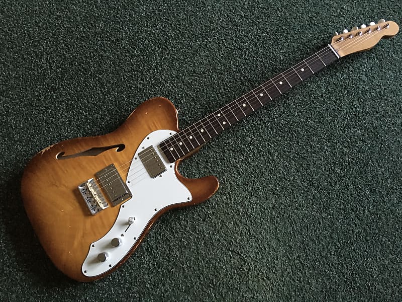 MJT/Warmoth Thinline HH Made in USA with Hardcase Honeyburst | Reverb