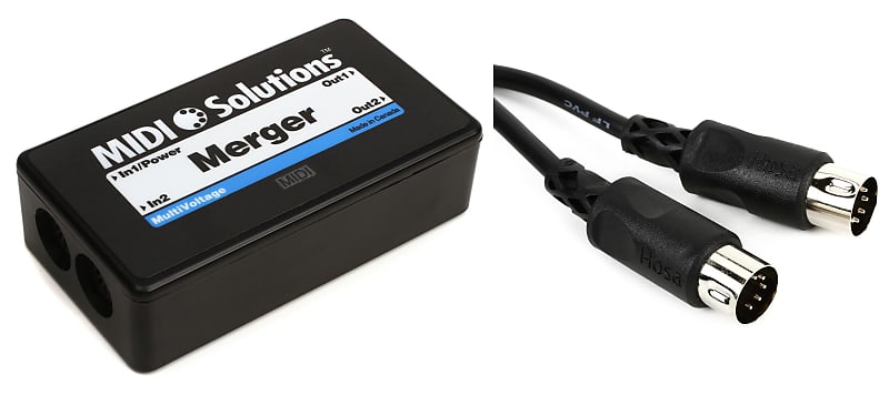 MIDI Solutions MultiVoltage Merger 2-in 2-out MIDI Merge Box | Reverb