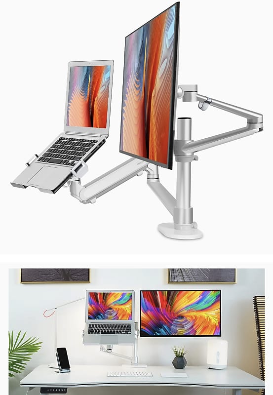 Viozon 2 in 1 - Monitor and Laptop Mount, Adjustable Dual Arm | Reverb