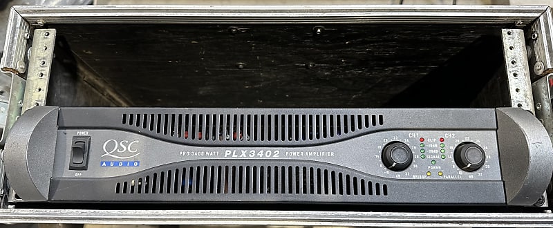 QSC PLX3402 w/ Road Case Mid 2000s - Black/Grey | Reverb