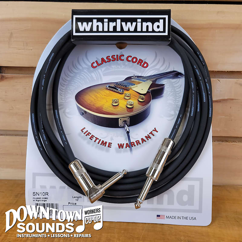 Whirlwind SN10R Classic 10' Instrument Cable w/ Right Angle | Reverb