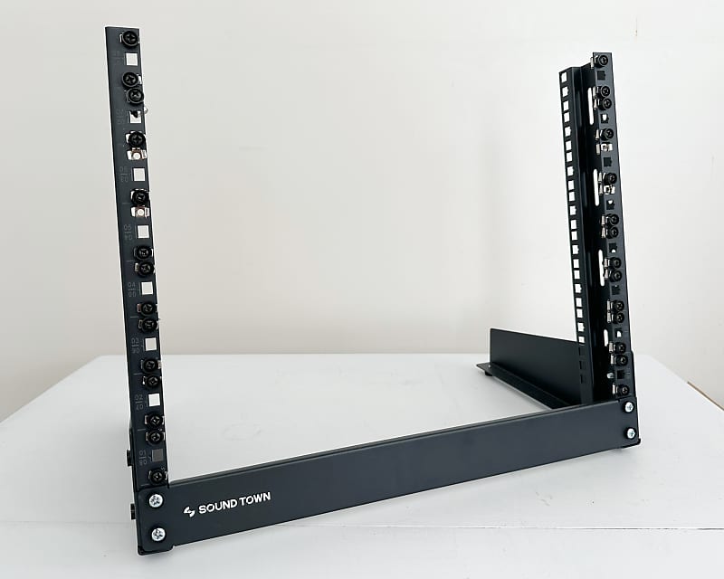 Sound Town 8U Angled Steel Desktop Rack - Black | Reverb