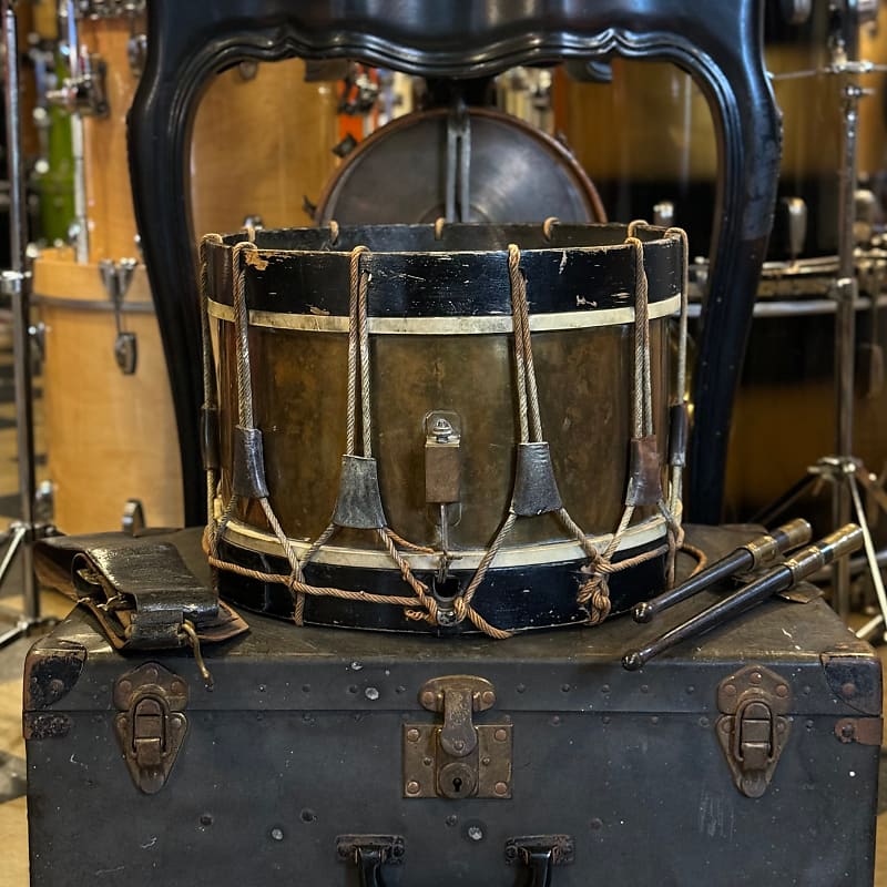 VINTAGE 1888 French 7x13 Brass Rope Tension Parade Snare Drum | Reverb