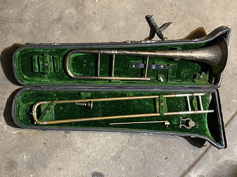 C.G. Conn Trombone 1920s - Silver fancy engraving | Reverb