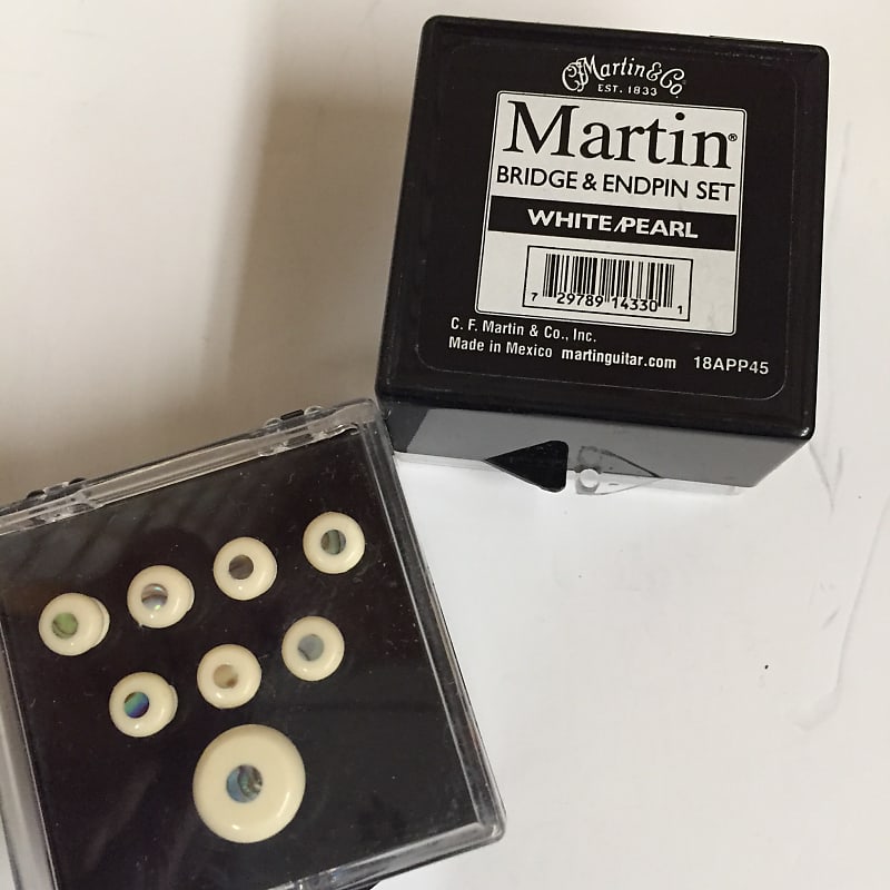 Martin Bridge and Endpin Set White with Pearl Inlay 18APP42 | Reverb