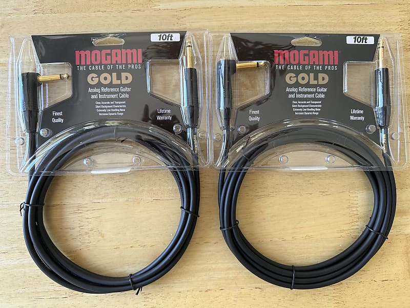Two Mogami Gold 10’ Instrument Cables - right to straight | Reverb