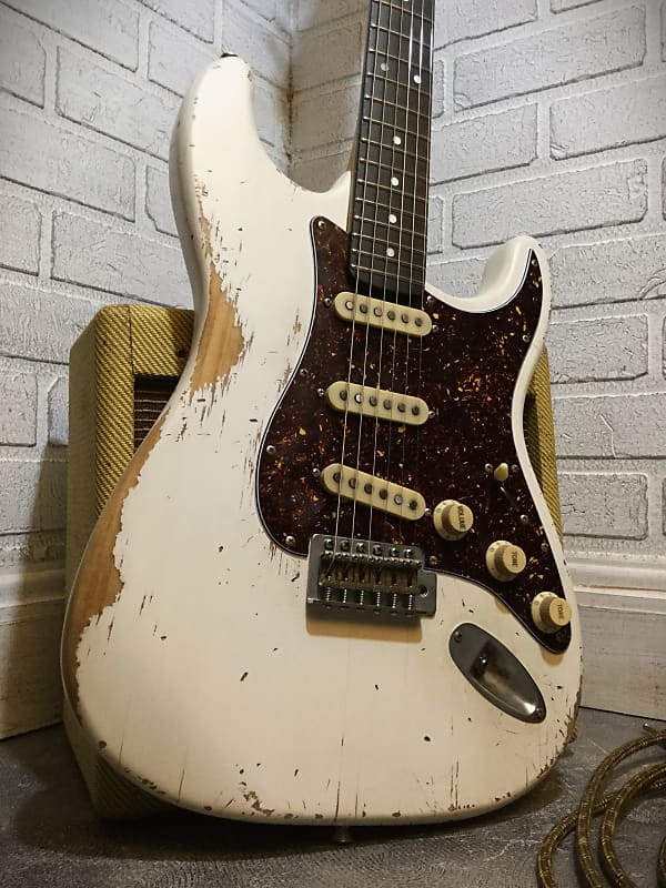 USA Relic Strat Style Electric Guitar Road Worn White by | Reverb