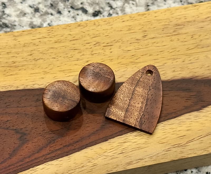 Koa - Wood volume/tone knobs & Truss Rod cover | Reverb