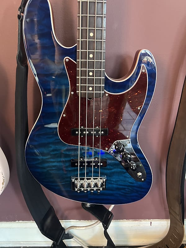 Warmoth Custom All USA Aerodyne Style Jazz Bass 2022 Blue | Reverb