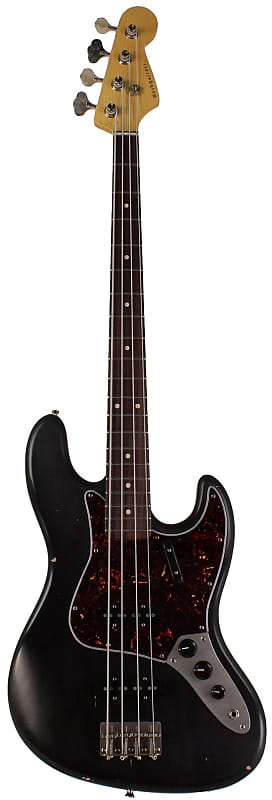 Nash JB-63 Bass Guitar, Black, Tortoise Shell, Light Aging | Reverb