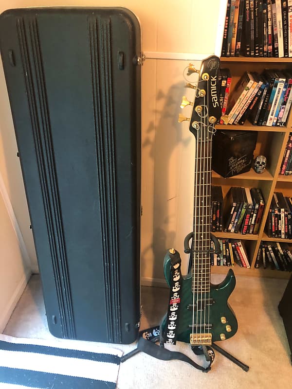 Samick Valley Arts 5 string bass Green w/ Hardcase and Stand | Reverb