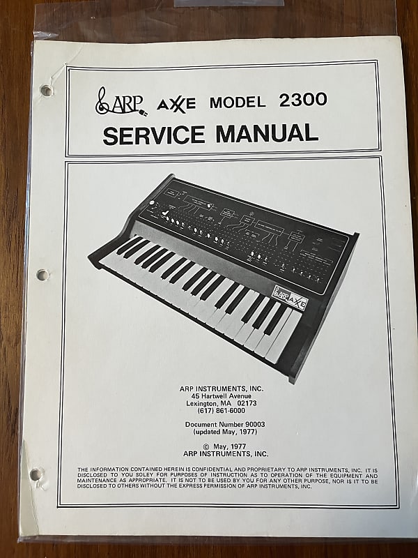 Arp Axxe Original Manual Model 2300 1977 - Paper | Reverb