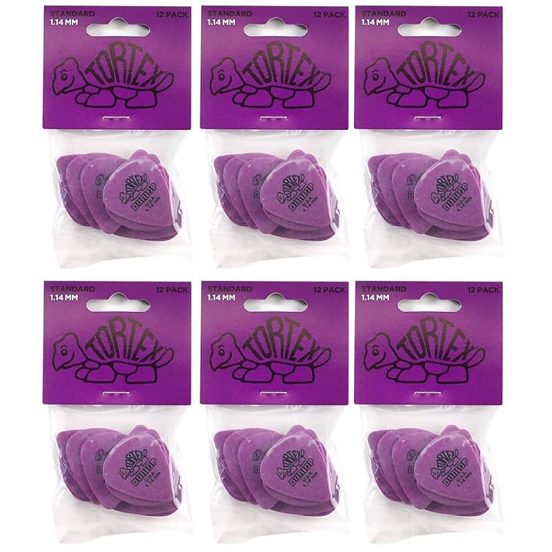 Dunlop Tortex Standard 12 Pack 1.14mm Purple Picks 6-Pack | Reverb
