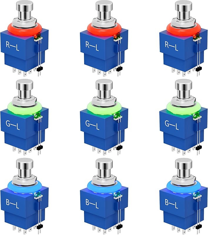 Guitar Pedal Switch Lighted 3PDT 9 Pin Latching Stomp | Reverb