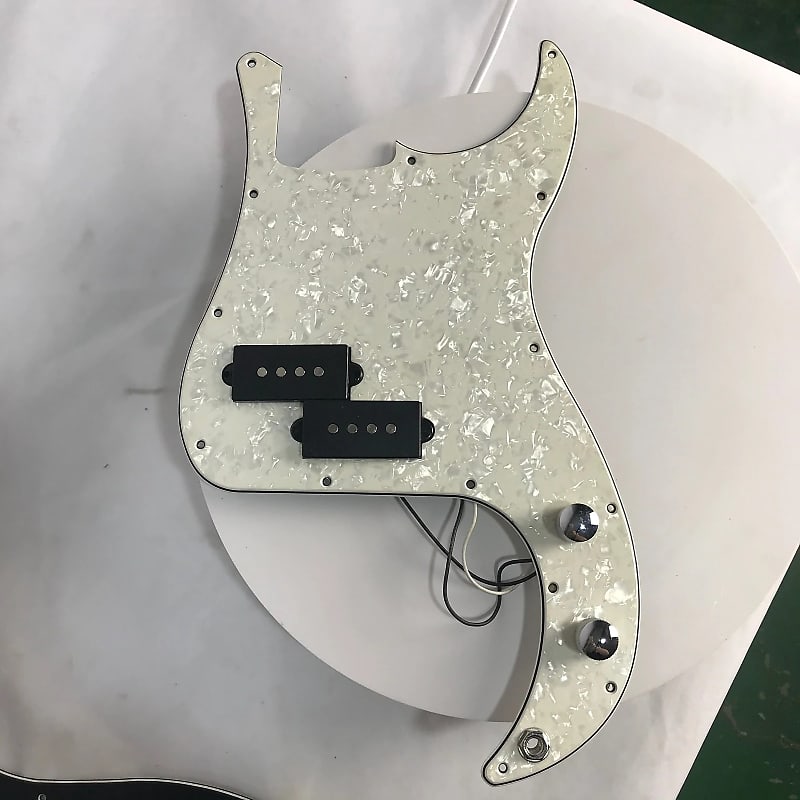 White Pearl Prewired Loaded P Bass Style Pickguard | Reverb