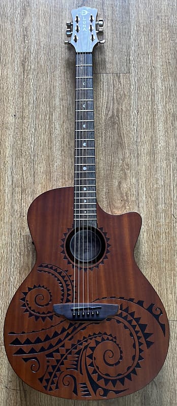***LUNA GYPSY TATTOO MAHOGANY ACOUSTIC-ELECTRIC GRAND CONCERT | Reverb