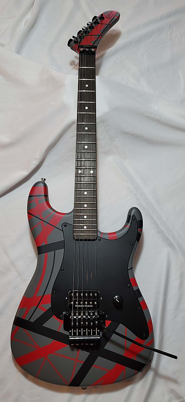 Custom EVH Styled Grey/Black/Red Striped Matte Strat body '78 | Reverb