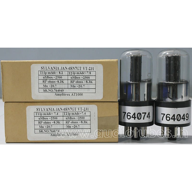 6SN7GT-JAN CHS/VT231 Sylvania 2 HOLE PLATE BAD BOY Amplitex | Reverb