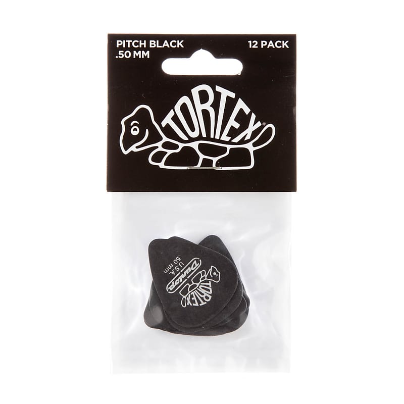Dunlop 488P.50 Tortex® Pitch Black Standard Guitar Picks 12 | Reverb