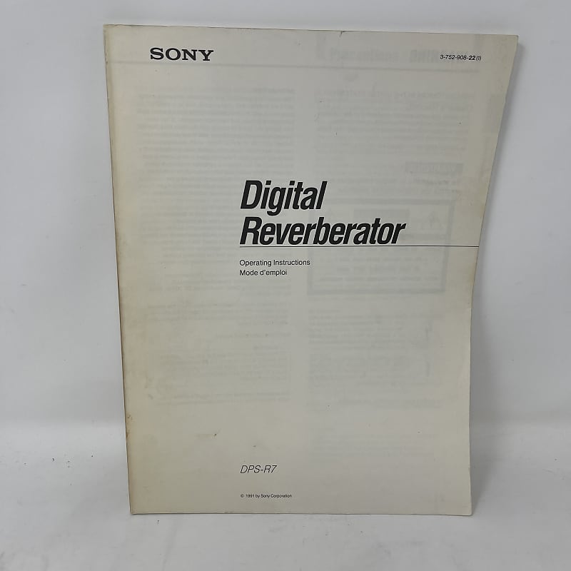 Sony DPS-R7 Digital Reverberator - Operating Instructions | Reverb