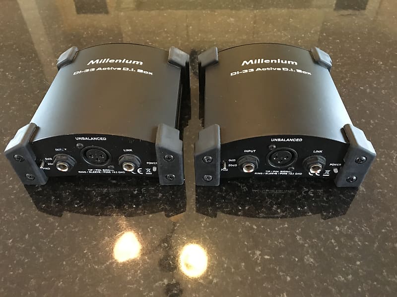 Pair (2x) Millenium DI-33 Active D.I Boxes- | Reverb Canada