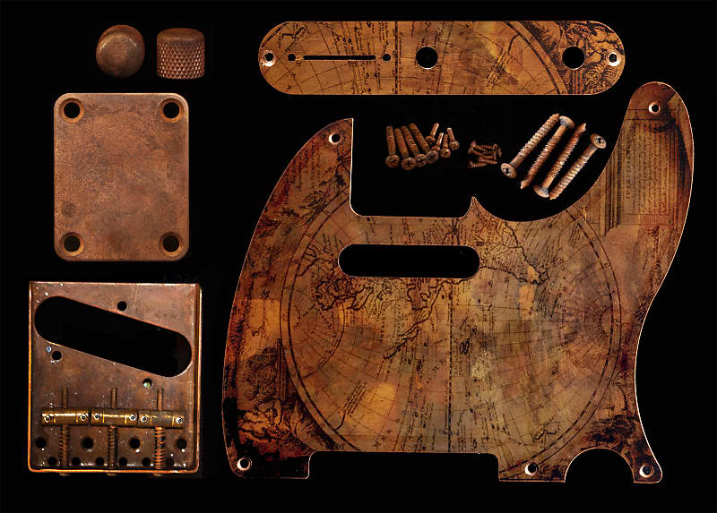 Copper Telecaster Pickguard Big SET-of-7 + Copper Plated | Reverb