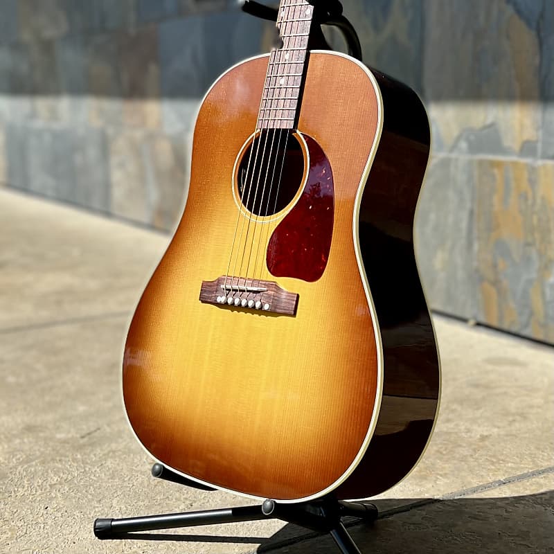 GIBSON IMC CUSTOM J-45 FIGURED MAHOGANY HONEYBURST | Reverb