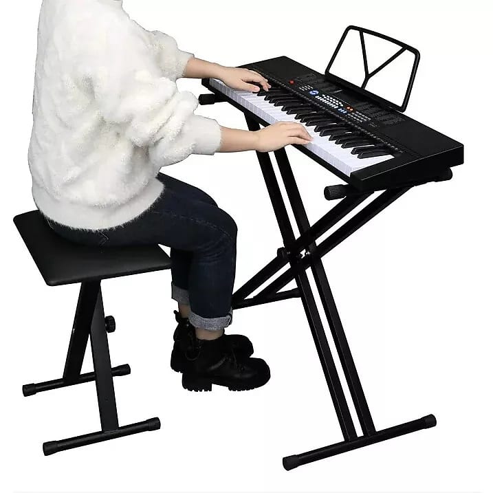 Keyboard Stand Double X Style Adjustable Piano Riser + Piano | Reverb