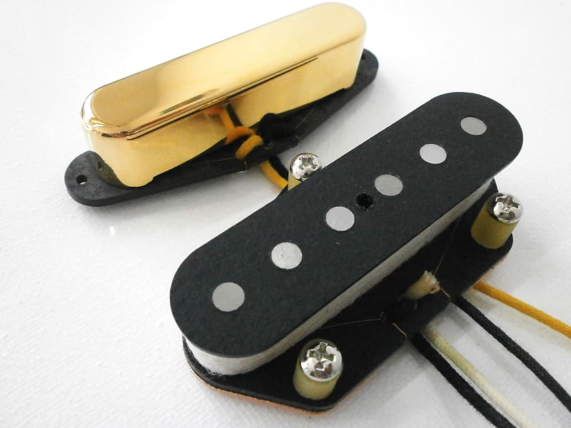 Q pickups Telecaster A5 Pickups SET Gold Plated Vintage Tele | Reverb