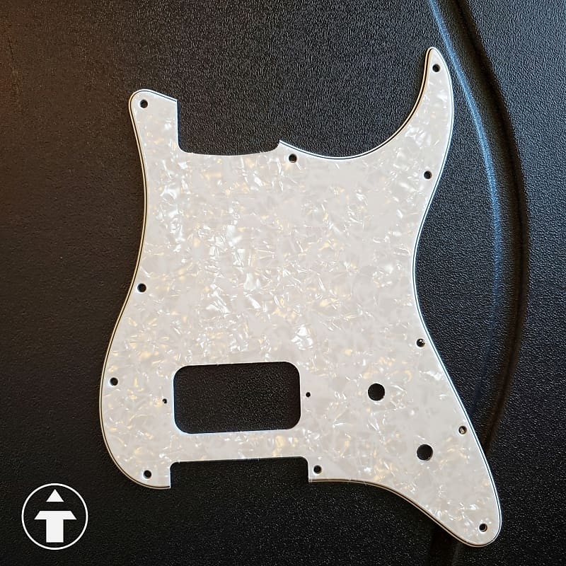 NEW White Pearloid Pickguard One H Pickup Two Controls | Reverb