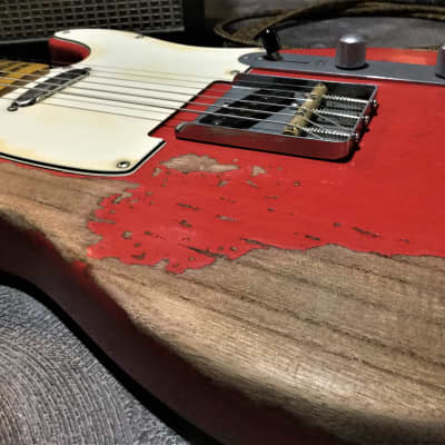 Relic Tele Style Electric Guitar Road Worn Red by Nate's | Reverb