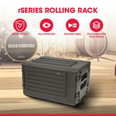 SKB 6U rSeries Shallow Rolling Rack with Integrated Back | Reverb